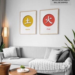 Digital Feng Shui 5 Elements Poster Set - Earth, Wood, Water, Fire ...