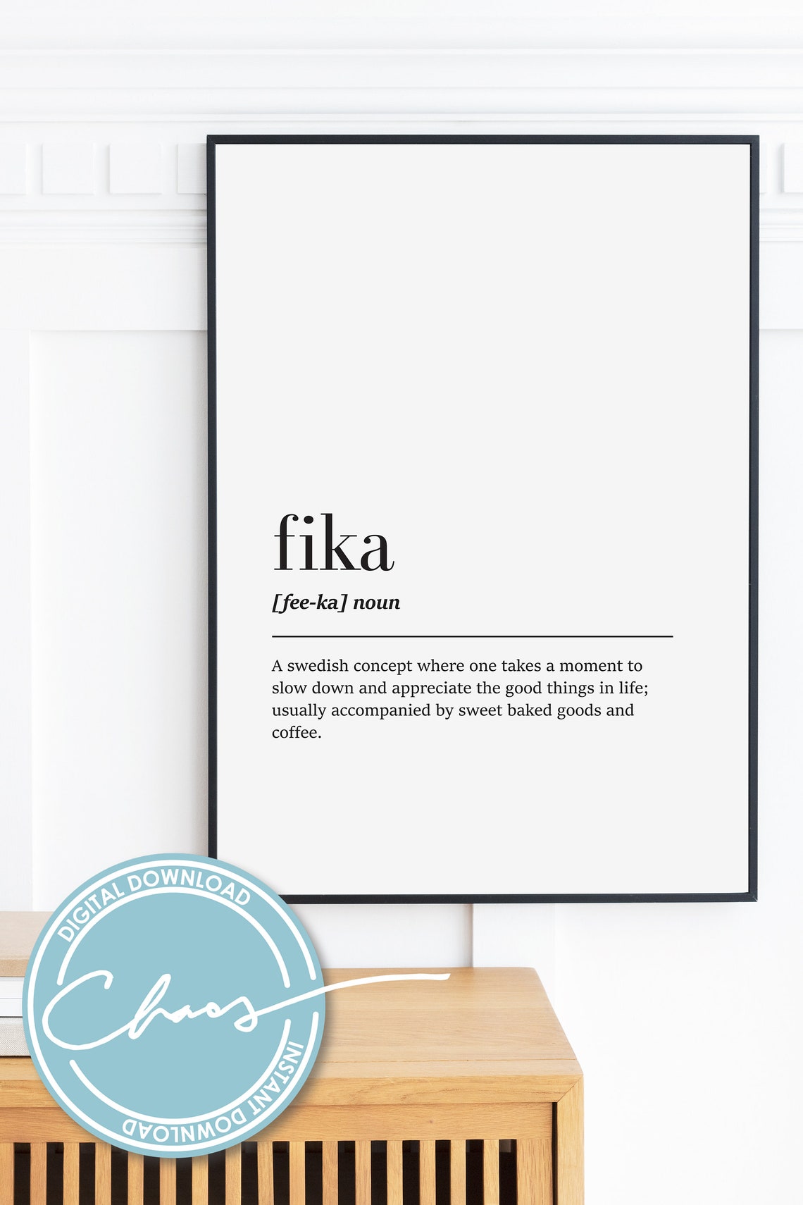 Digital Fika Definition Print Nordic Printable Wall Art - Etsy