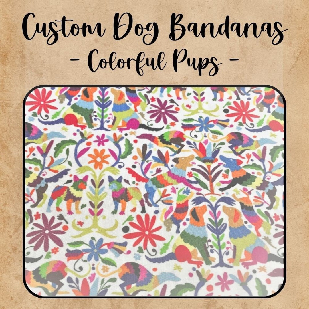 Custom Dog Bandanas With Name Embroidery. Colorful Pups Print. Custom ...