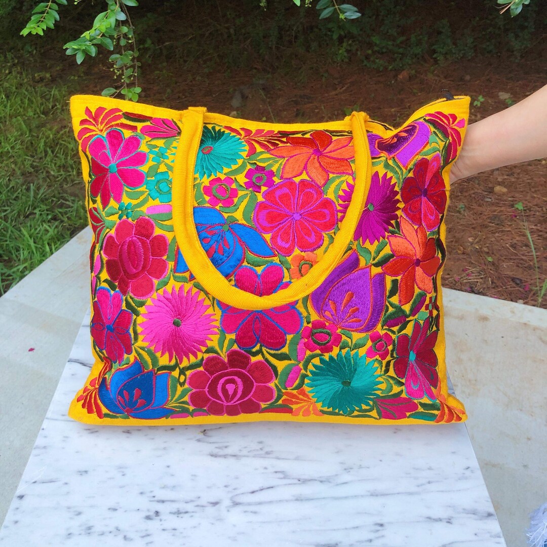 Embroidered Floral Bag. Handmade Colorful Purse With Zippers - Etsy