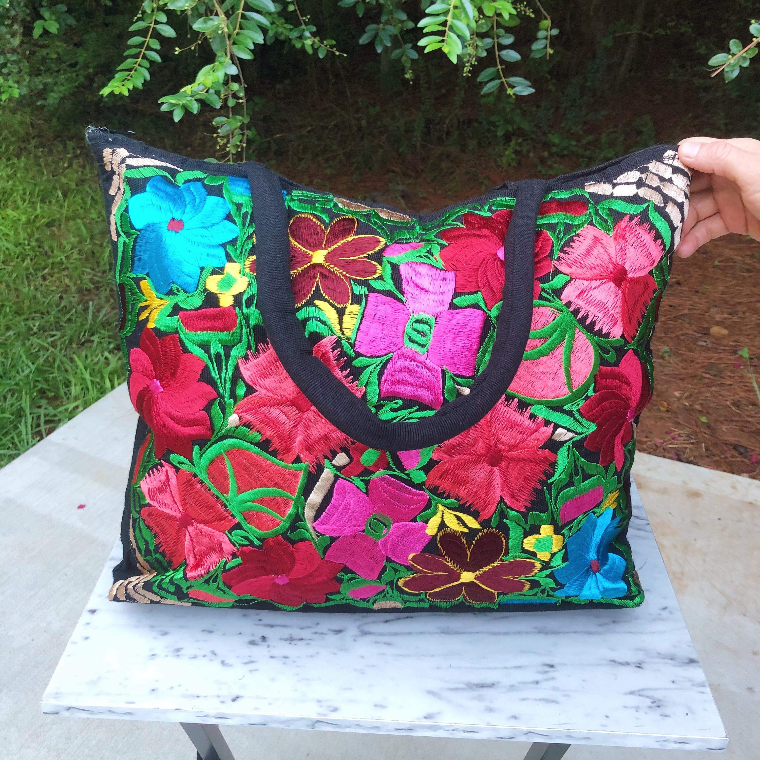 Embroidered Floral Bag. Handmade Colorful Purse With Zippers - Etsy