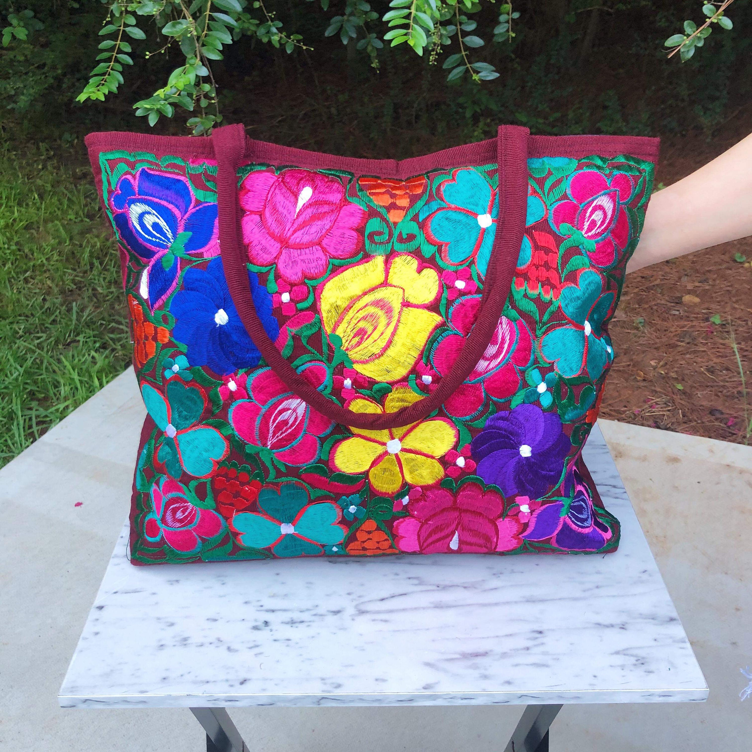 Embroidered Floral Bag. Handmade Colorful Purse With Zippers - Etsy