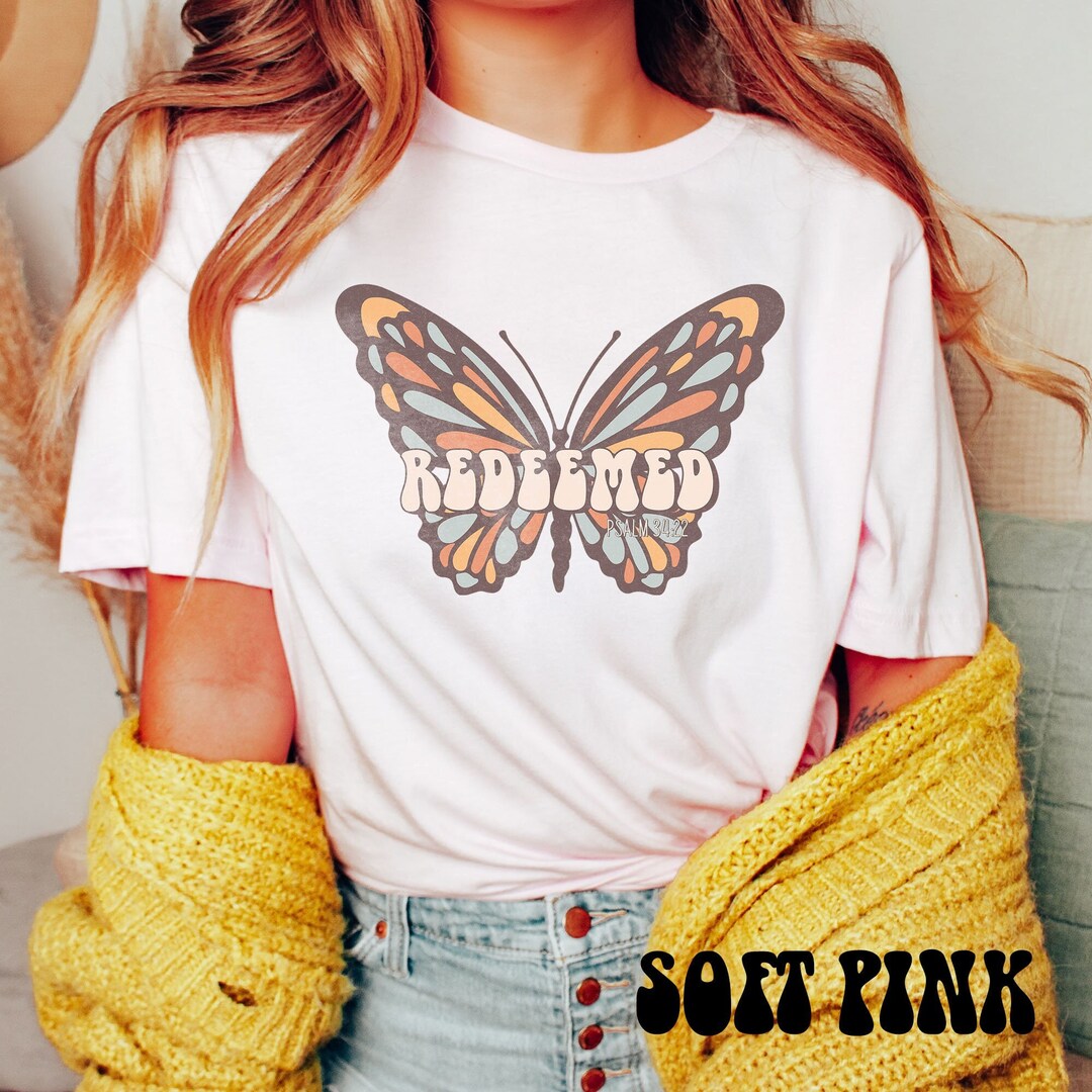 Retro Christian Shirt, Psalm 34:22 Redeemed Shirt, Boho Christian Merch ...