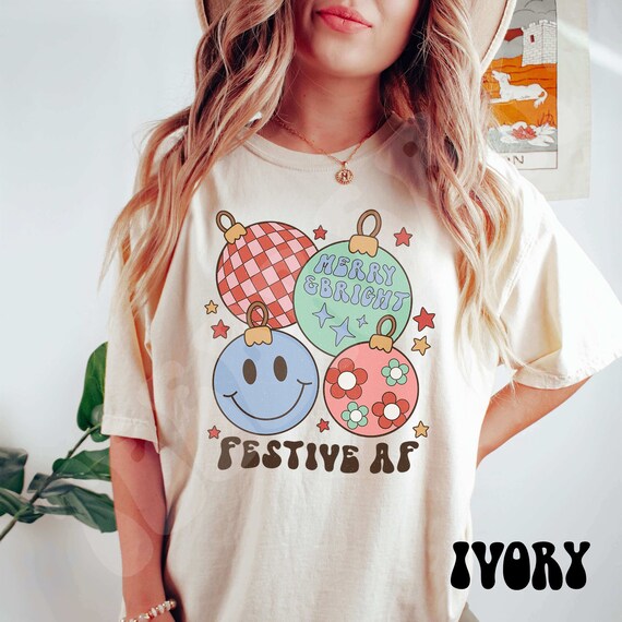 Retro Christmas Festive AF Shirt Women's Merry Christmas - Etsy