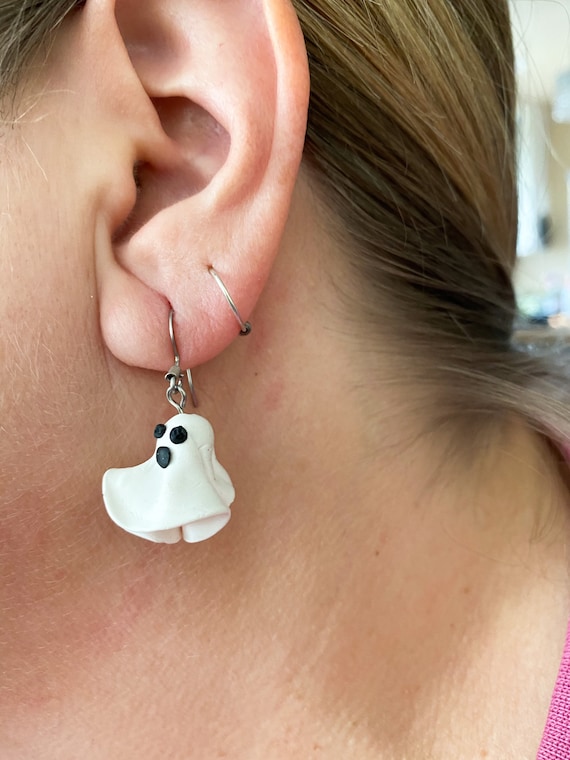 Polymer clay Ghost earrings handmade Halloween earrings | Etsy