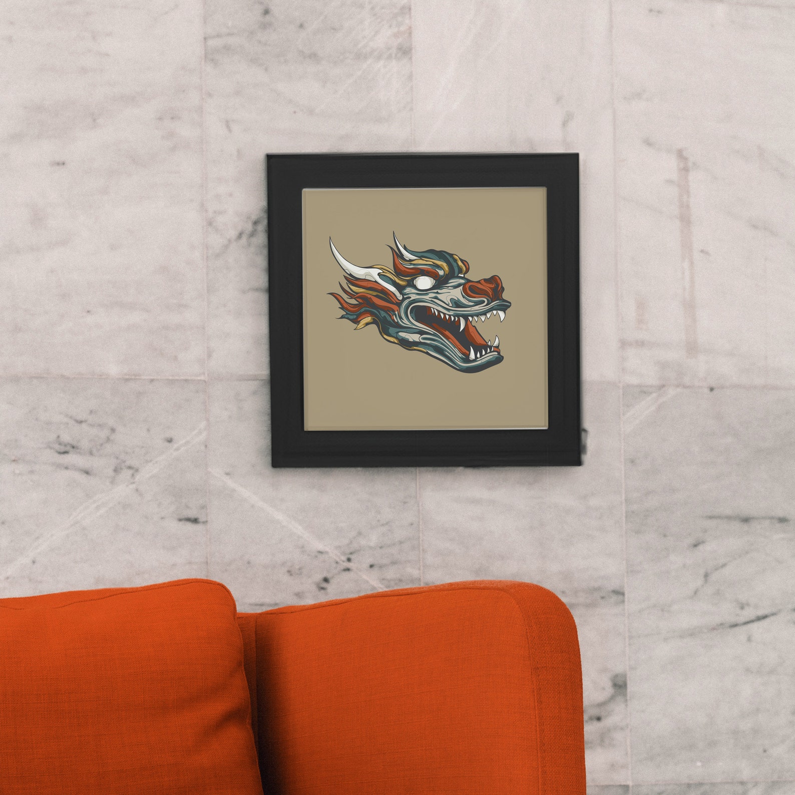 Zen Serenity Dragon Head - Modern Minimalistic Asian Art Poster ...