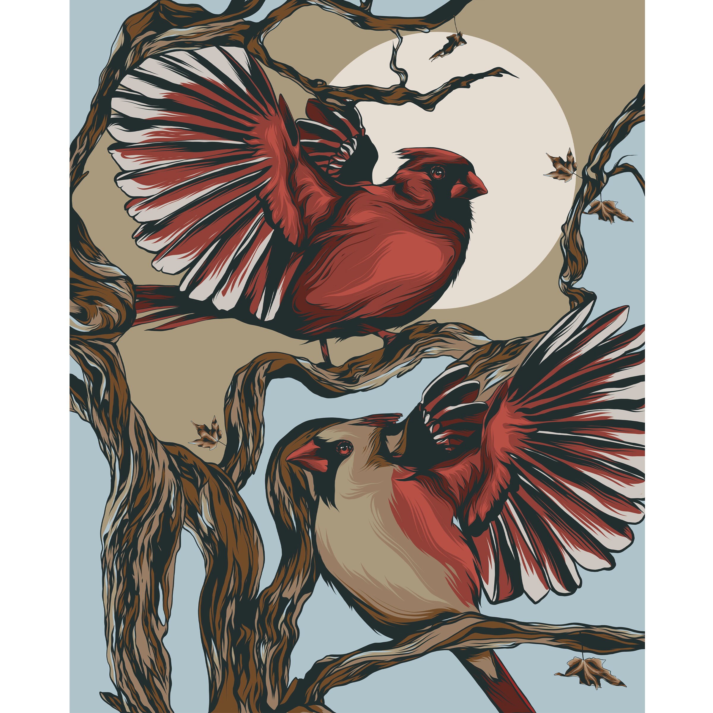 Cardinal Couple Dancing Red Cardinal Canvas Wall Art Bird - Etsy