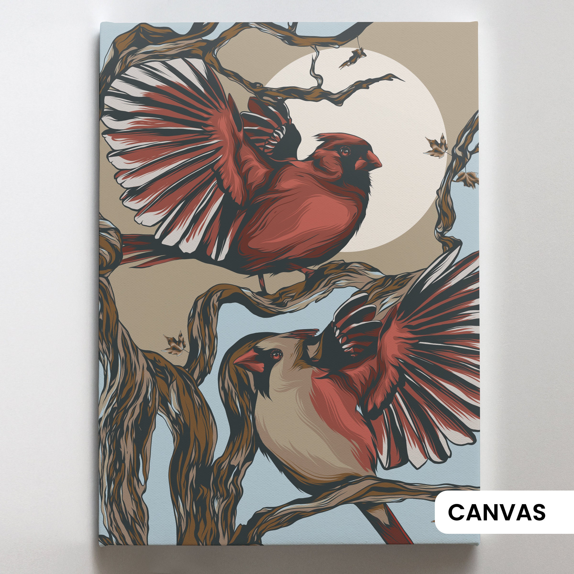 Cardinal Couple Dancing Red Cardinal Canvas Wall Art Bird - Etsy