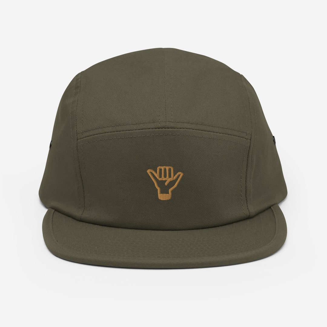 Surf-inspired 5 Panel Hat - Hang Ten Hand Symbol Embroidery - Beachy ...