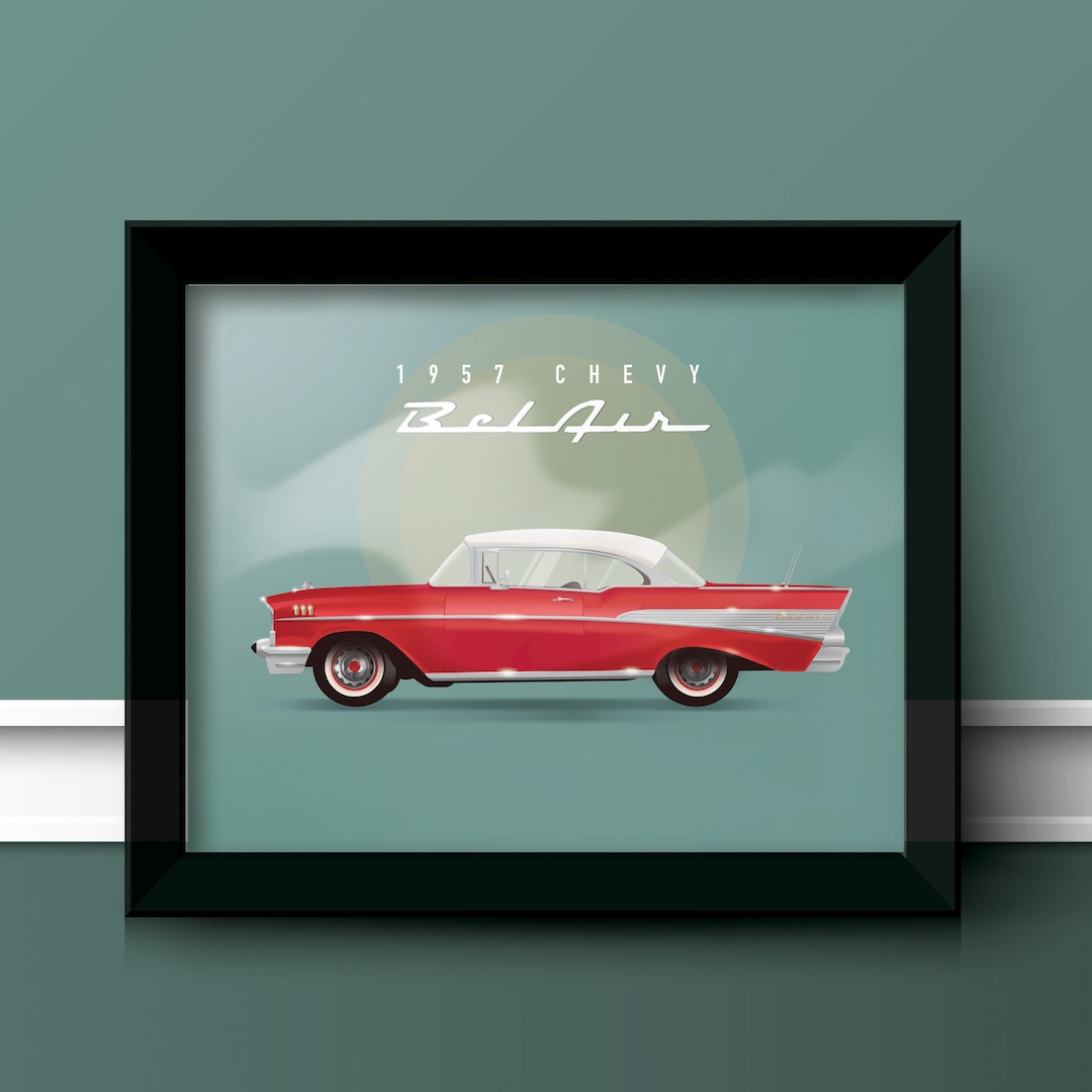 1957 Chevy Bel Air - Classic Car Decor - Vintage Car Art - Etsy