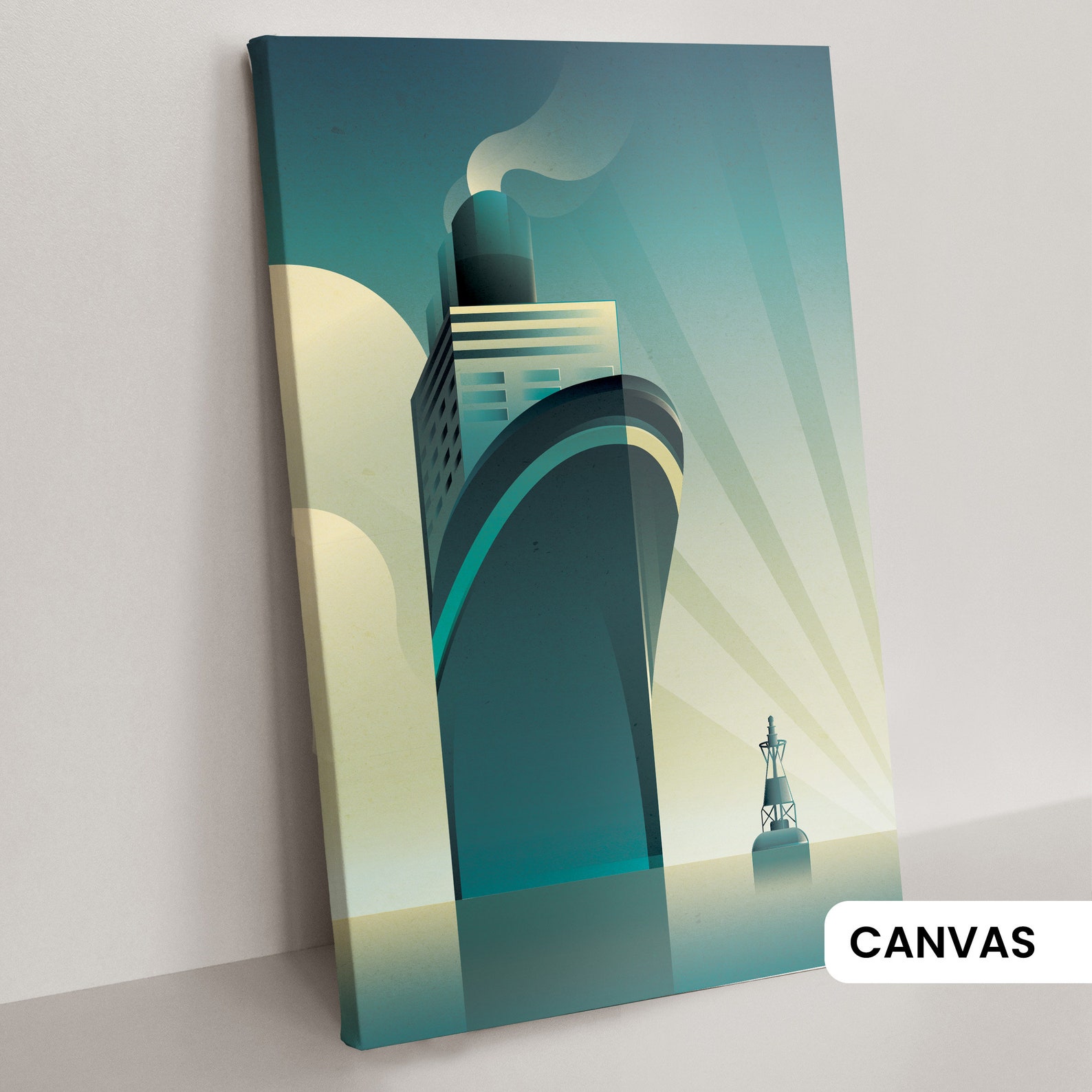 Art Deco Boat Canvas Wall Art - 1930s Travel Poster Nautical Decor ...