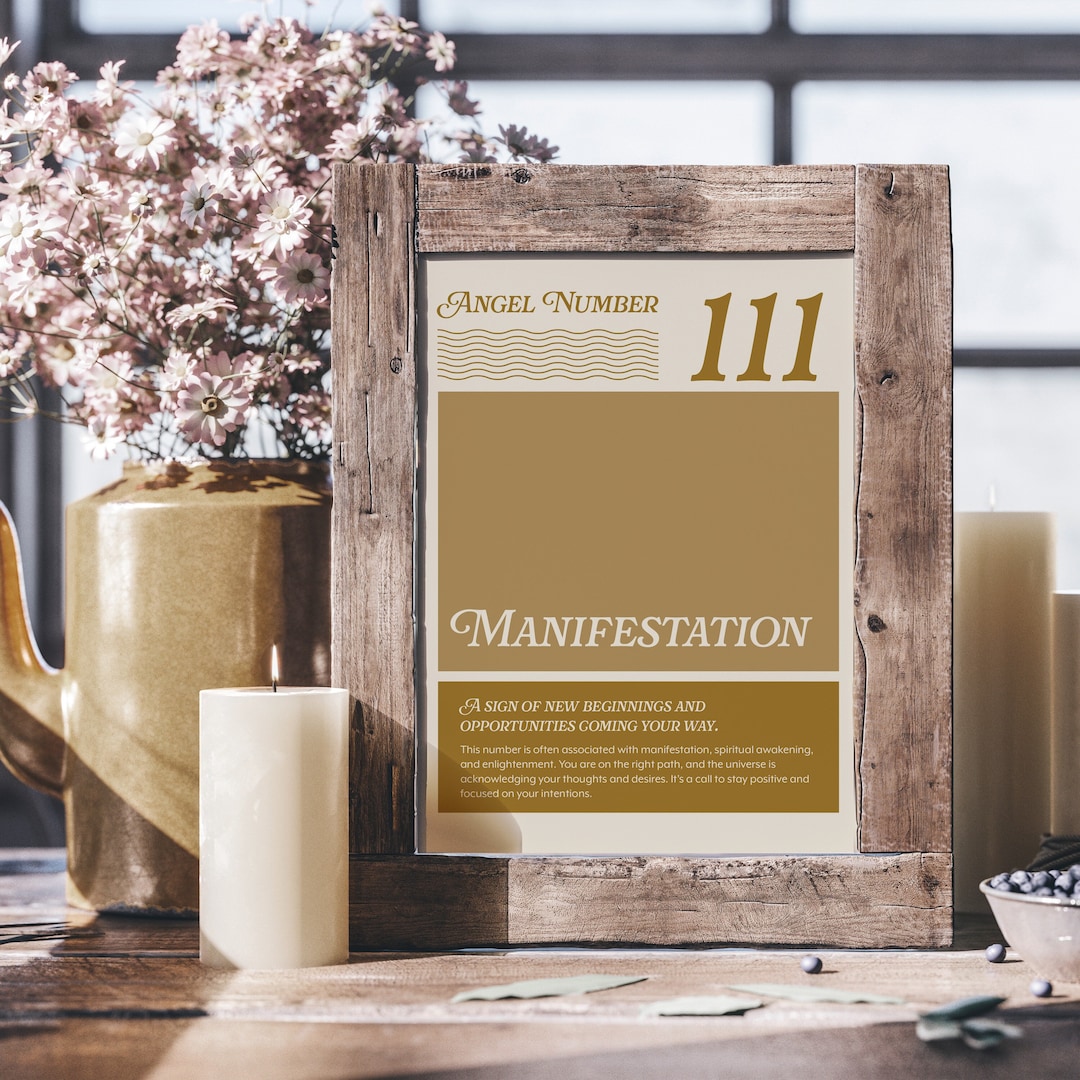 111 - Golden Manifestation - Angel Number 111 Manifestation Wall Art ...