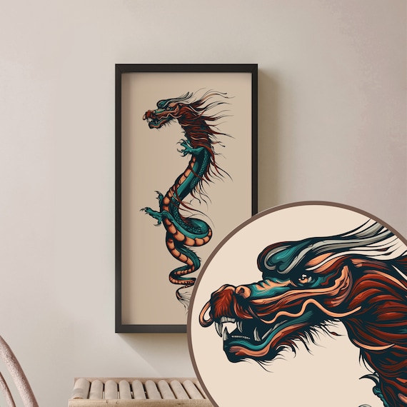 Azure Dragon Canvas Wall Art Feng Shui Dragon Poster - Etsy