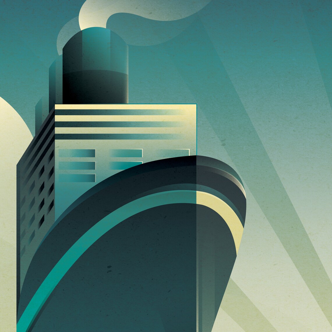 Art Deco Boat Canvas Wall Art 1930s Travel Poster Nautical | Etsy