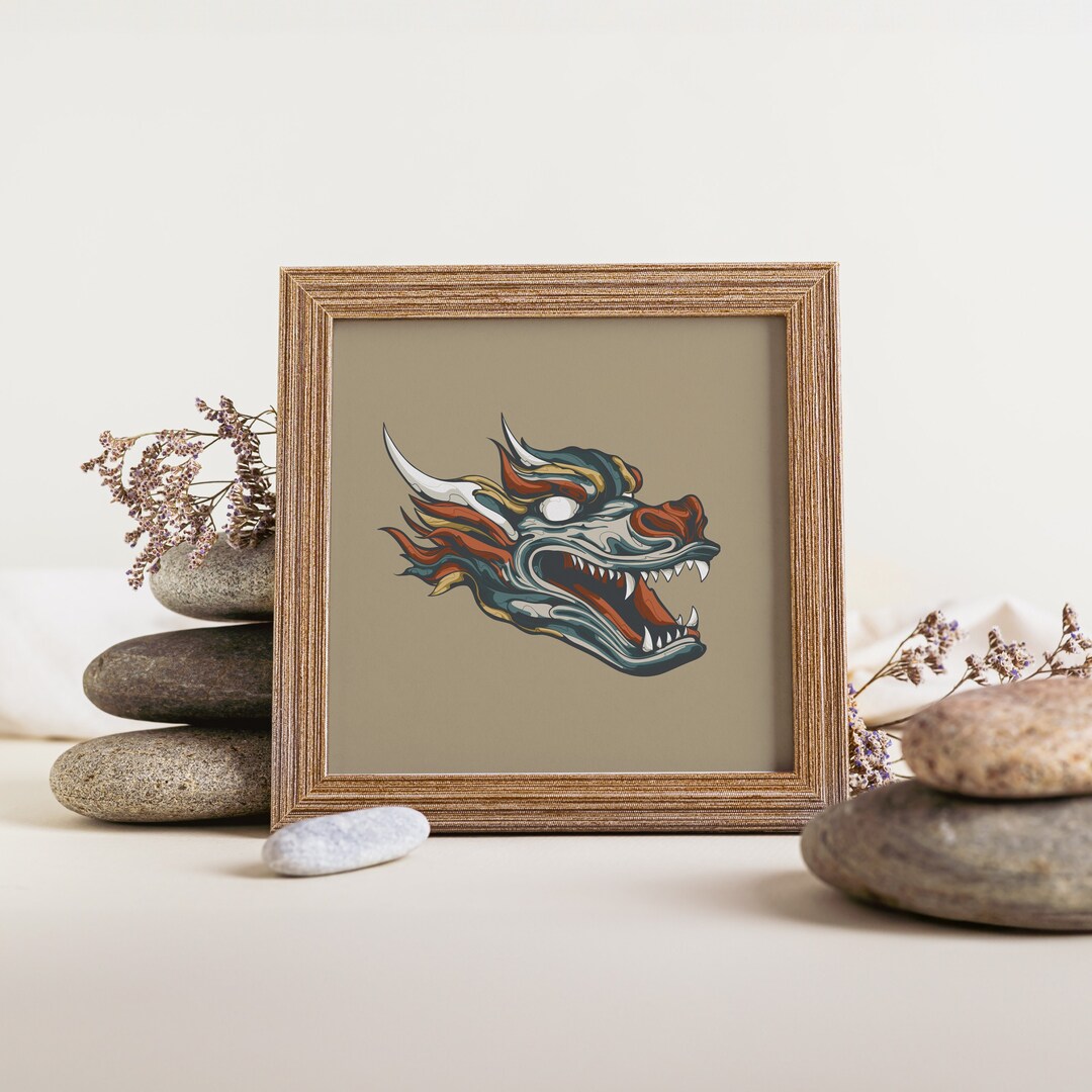 Zen Serenity Dragon Head - Modern Minimalistic Asian Art Poster ...