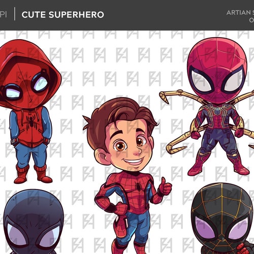 Chibi Cute Superhero Clipart Bundle Super Heroes PNG File - Etsy
