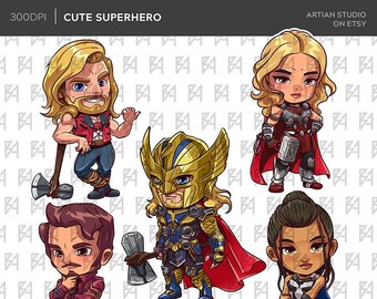 Cute Girl Superhero Clipart Bundle Super Heroes PNG File 300 - Etsy