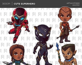 Cute Girl Superhero Clipart Bundle Super Heroes PNG File 300 - Etsy