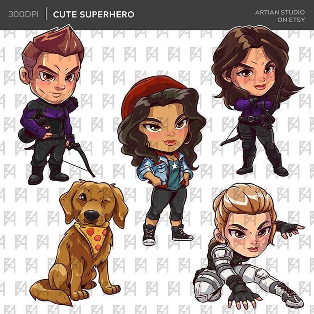 Chibi Cute Superhero Clipart Bundle, Super Heroes PNG File, 300 DPI ...