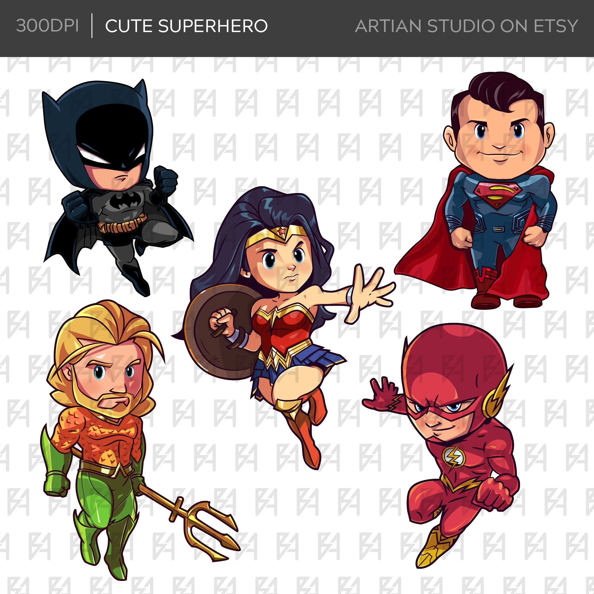 Cute Superhero Clipart Bundle Super Heroes PNG File 300 DPI - Etsy