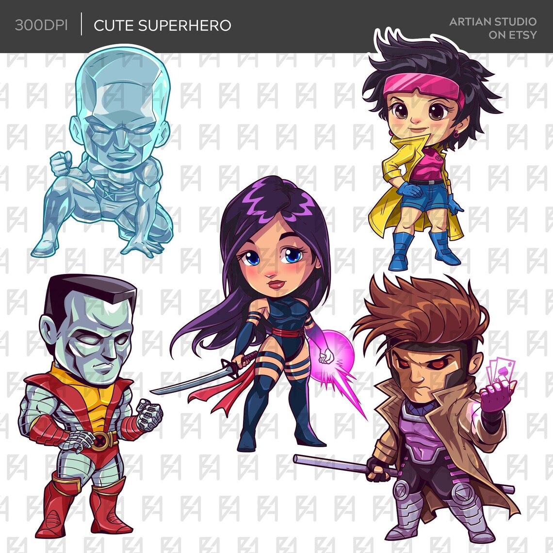 Chibi Cute Superhero Clipart Bundle Super Heroes PNG File - Etsy