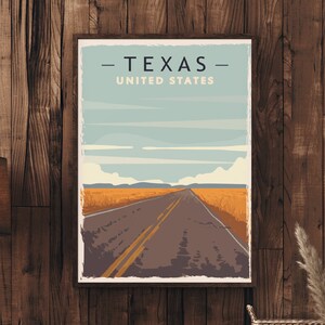 Texas Travel Poster, Texas State Map Poster, the Lone Star State, Texas ...