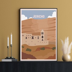 Jericho Travel Poster Palestine Decor Mount of Temptation - Etsy