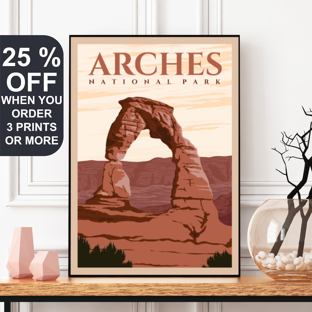 Arches National Park Poster, National Park Print, Travel Poster, Utah ...