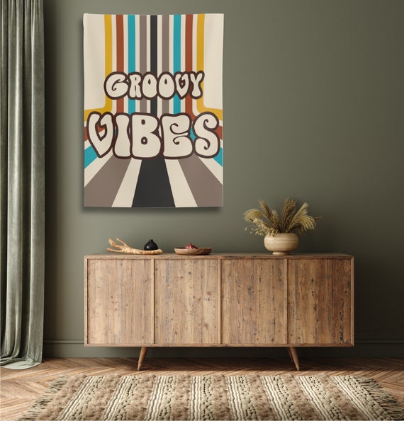 Groovy Vibes 70s Wall Art Retro Tapestry Minimal Geometric | Etsy
