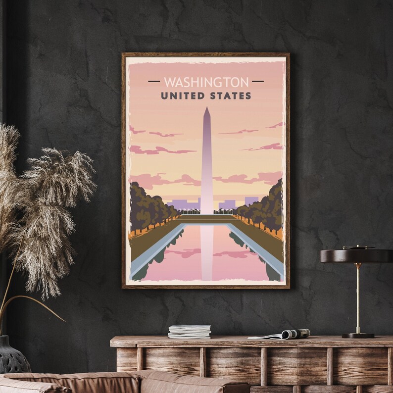 Washington DC Travel Poster Washington Monument Lincoln - Etsy