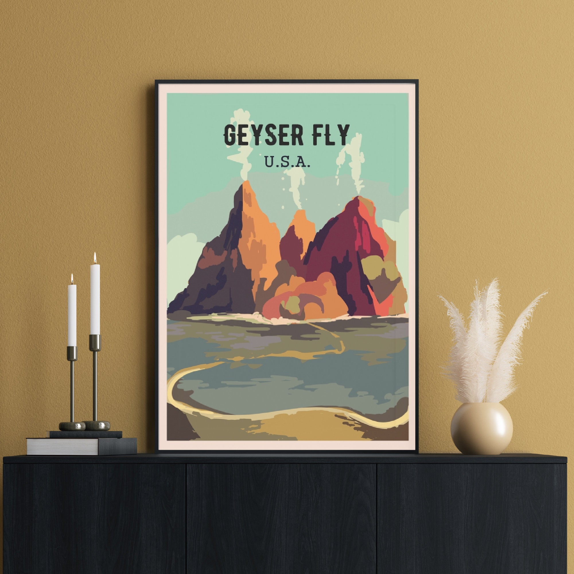 Nevada Travel Poster Fly Geyser Print Geyser Fly Artwork | Etsy