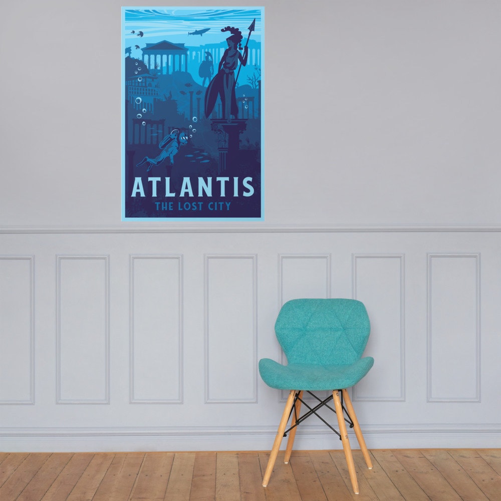 Atlantis Print the Lost City Vintage Travel Poster the - Etsy