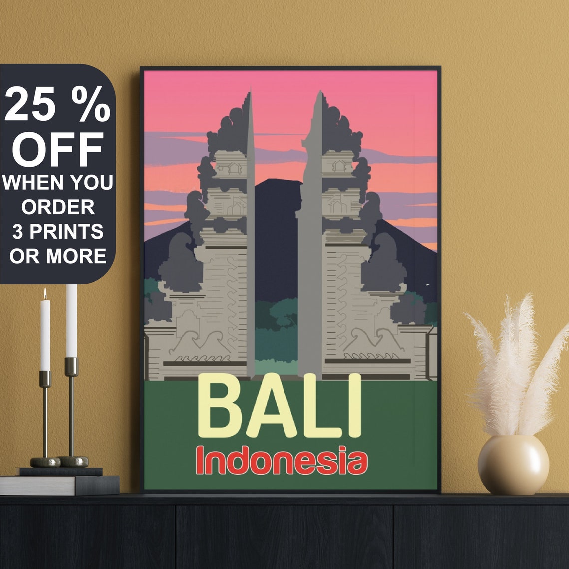 Bali Travel Poster Pura Lempuyang Indonesia Wall Art Bali - Etsy
