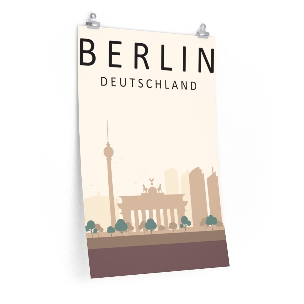 Germany Travel Poster Berlin Print Brandenburg Gate Europe | Etsy