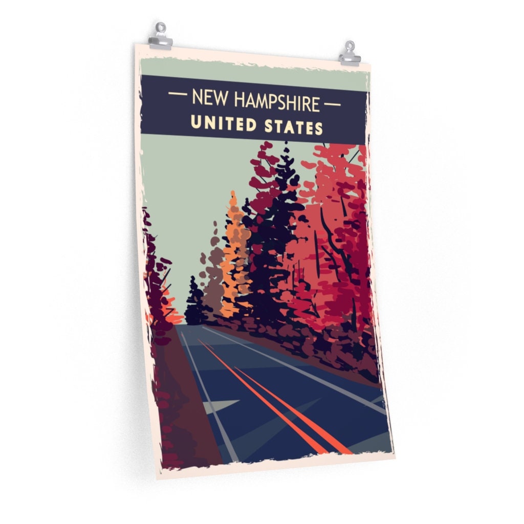 New Hampshire Travel Poster White Mountain National Forest | Etsy
