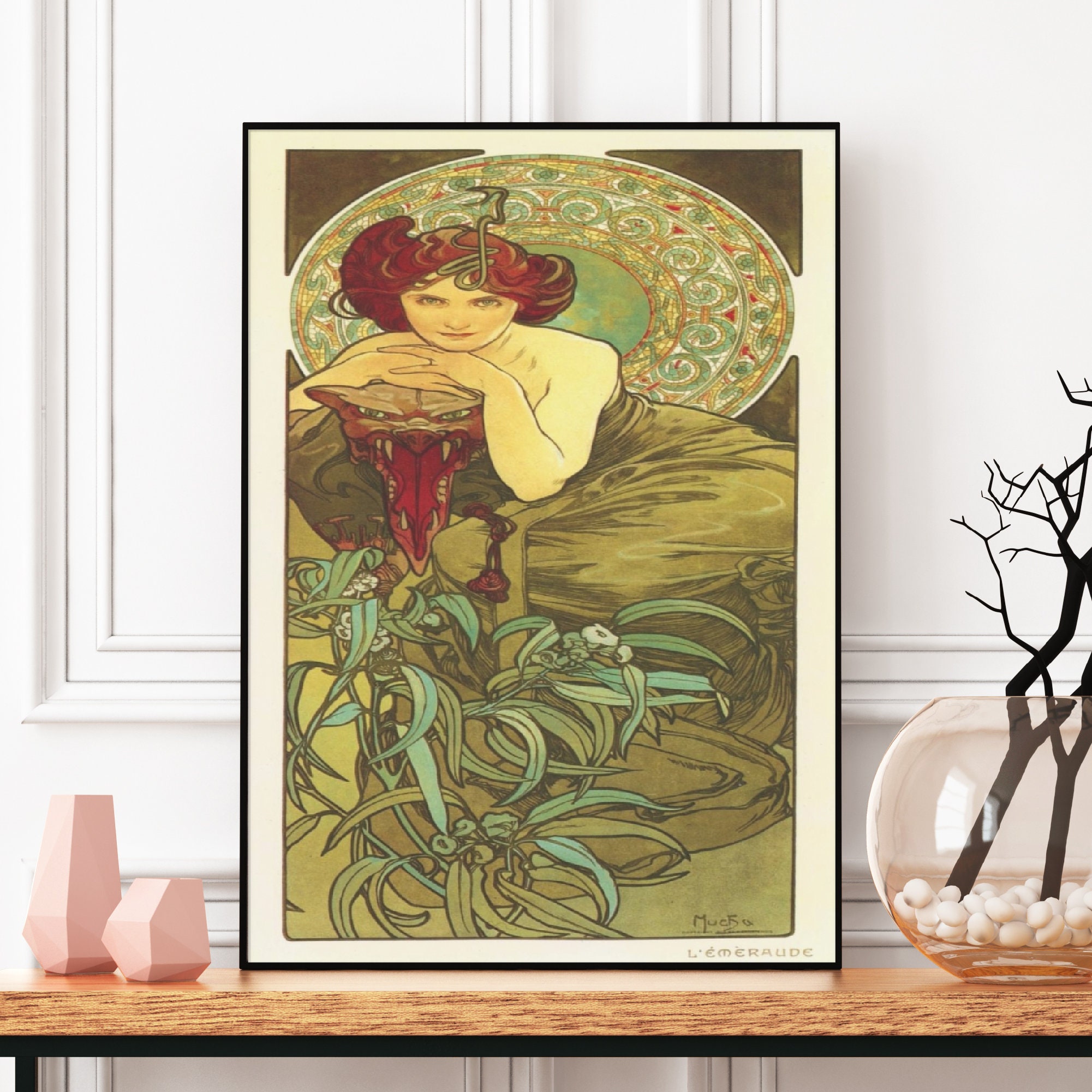 Art Nouveau Alphonse Mucha the Emerald Art Nouveau Print - Etsy
