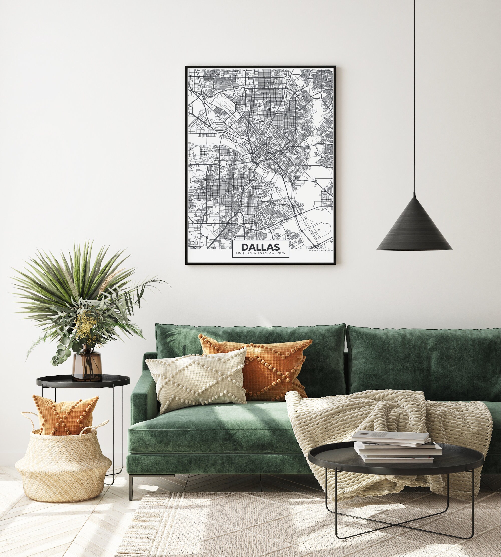 Dallas Map Art Print Texas Map Poster Dallas Gift City | Etsy