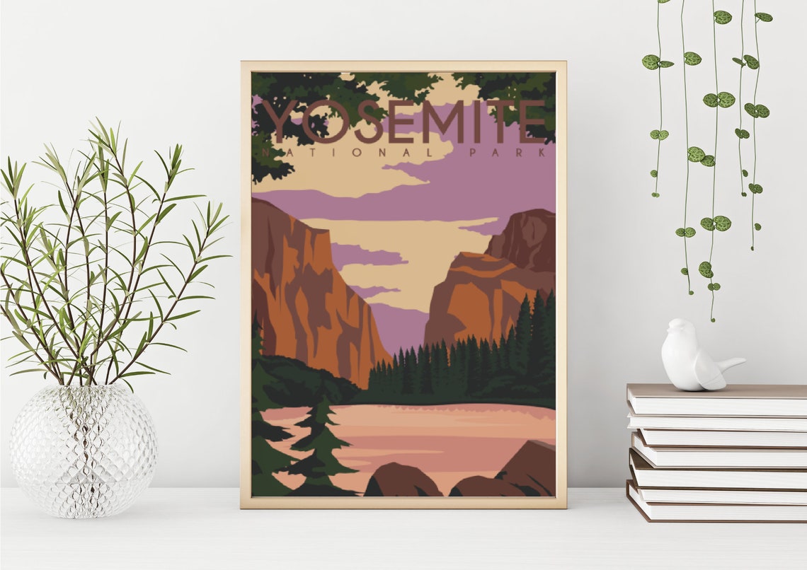 Yosemite National Park Poster Vintage Travel Poster | Etsy