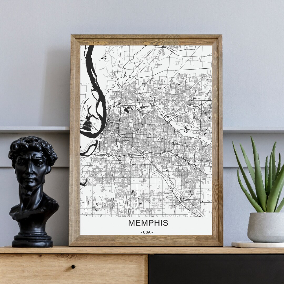 Memphis Map Print, Tennessee Map Poster, Memphis Fine Art, City Street ...