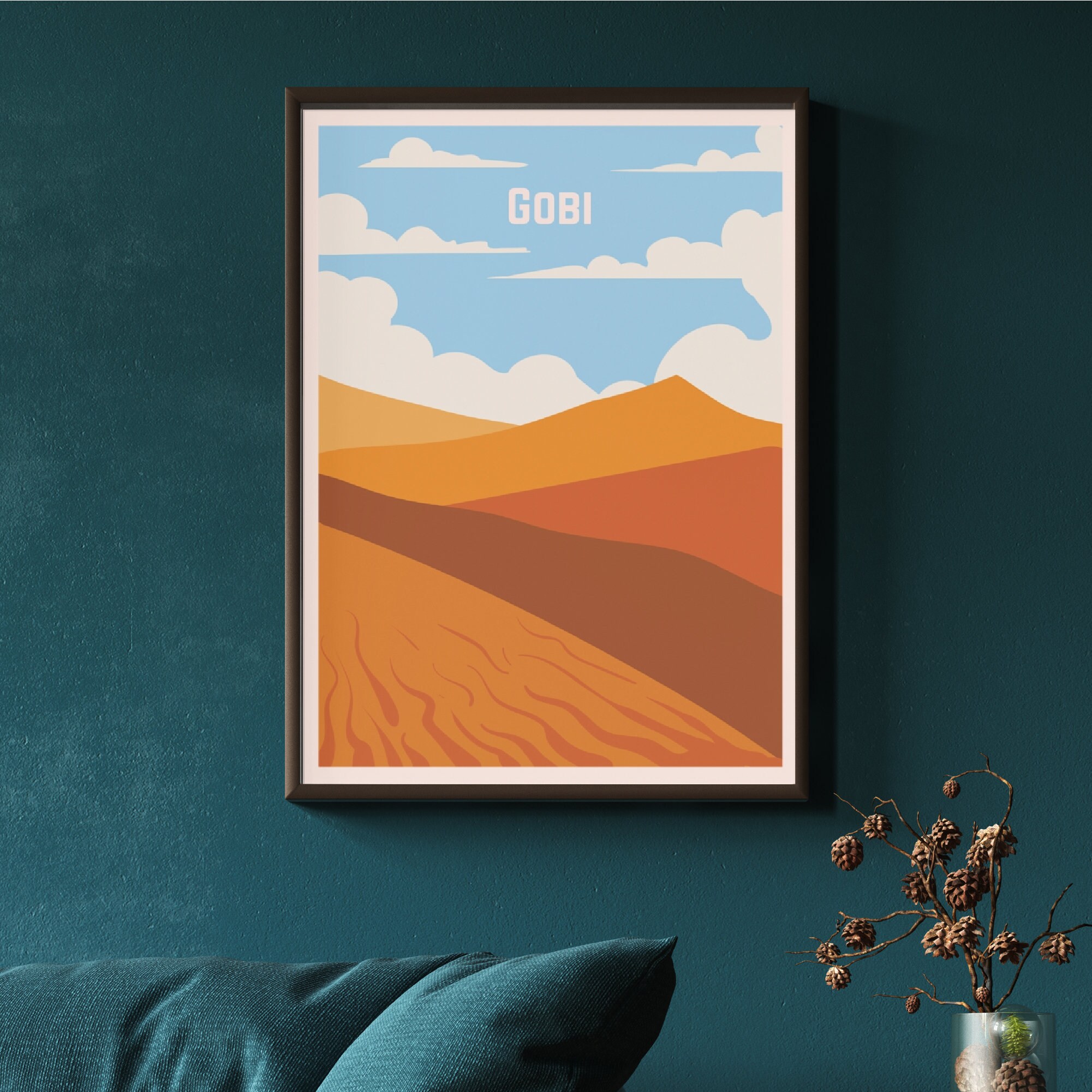 Mongolia Travel Poster Gobi Desert Mongolia Print Northern - Etsy