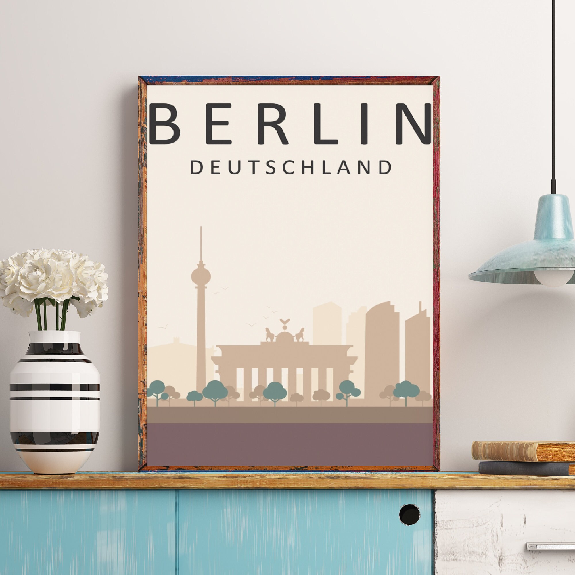 Germany Travel Poster Berlin Print Brandenburg Gate Europe | Etsy