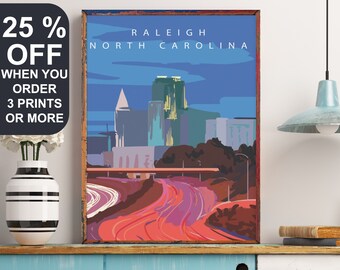 Raleigh Nc Skyline Wall Art - Etsy