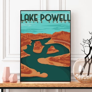 Lake Powell Travel Poster, Lake Powell Utah, Glen Canyon Print, Arizona ...