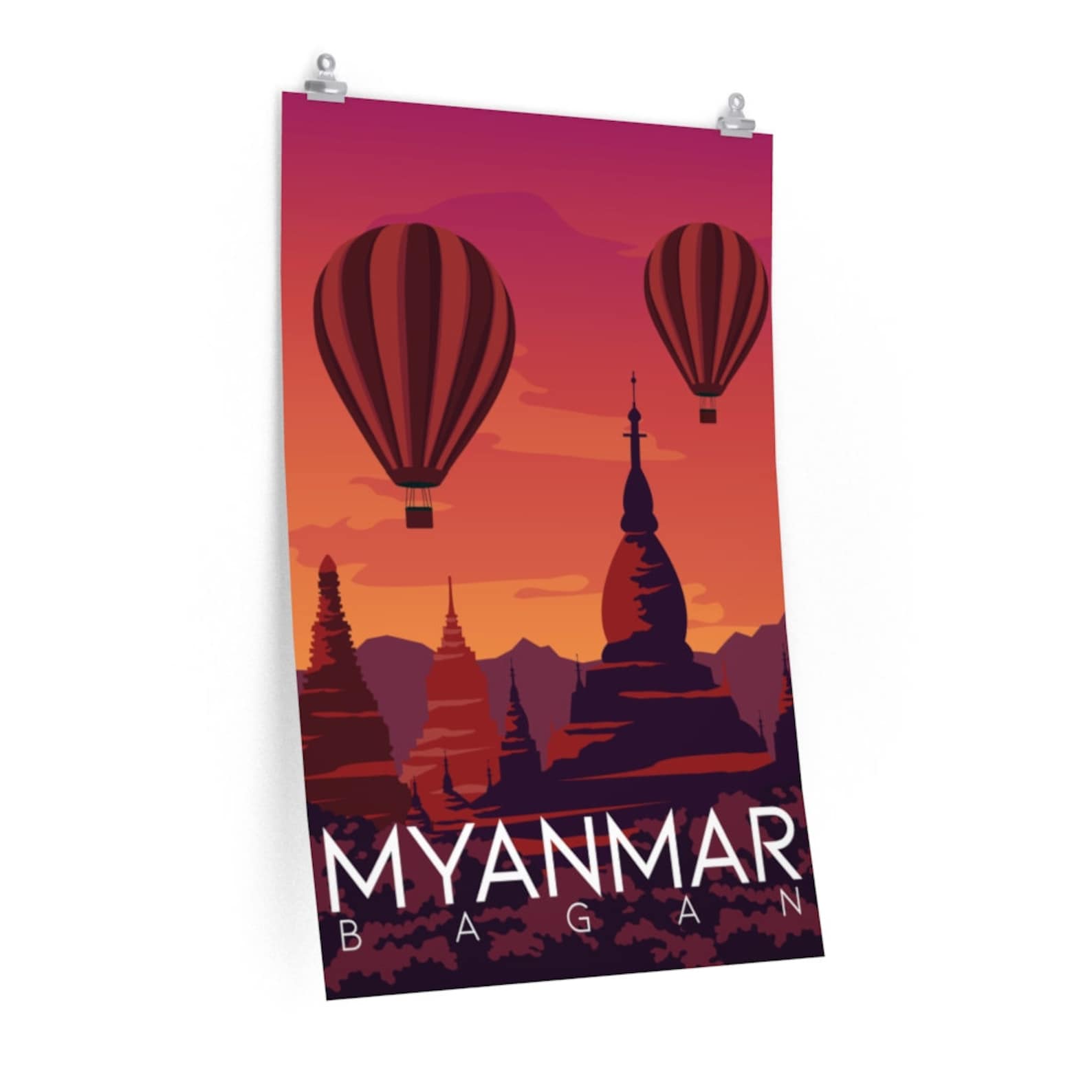 Burma Travel Poster Burma Print Myanmar Art Print - Etsy