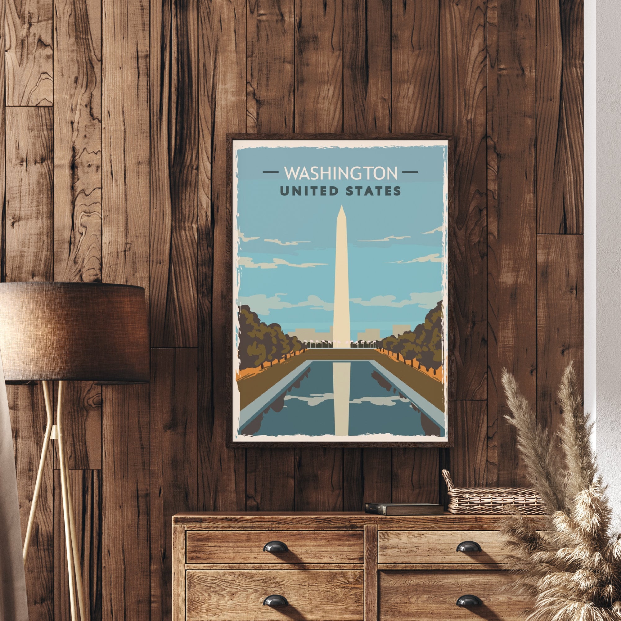 Washington DC Travel Poster Washington Monument Lincoln - Etsy