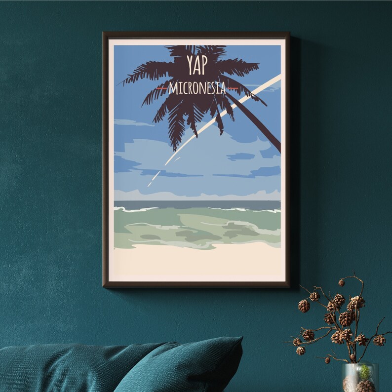 Micronesia Travel Poster Yap Print Pacific Ocean Art - Etsy