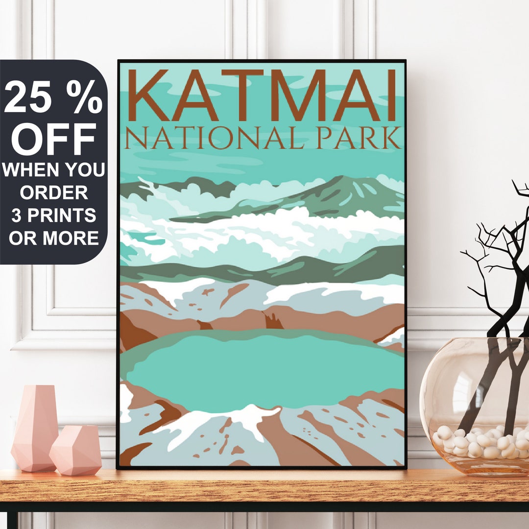 Katmai National Park Poster, Katmai Alaska Print, Katmai Print, Travel ...