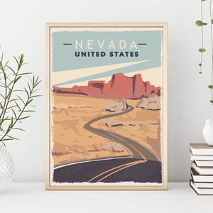 Nevada Travel Poster, Nevada Rustic Poster, Nevada Print, Valley of ...