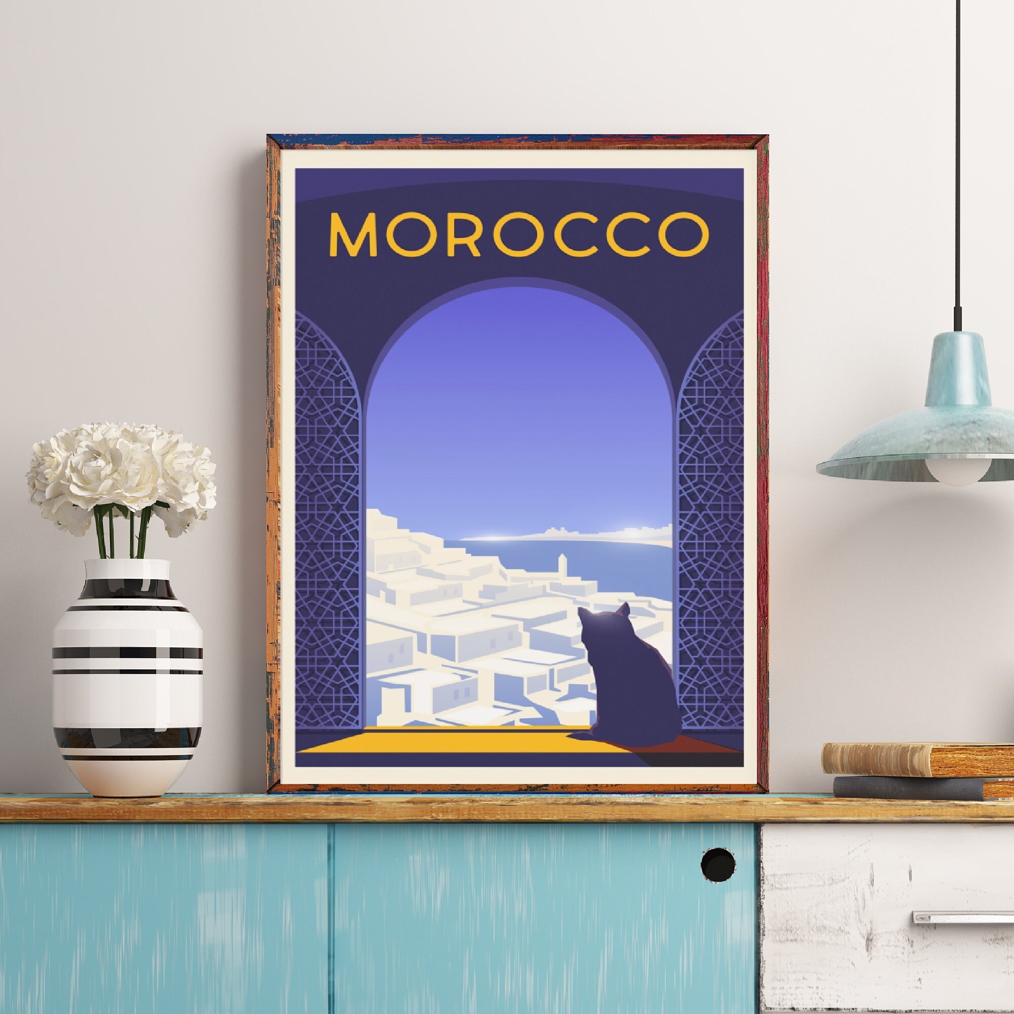 Morocco Poster Morocco Retro Art Print Decor Arabic Poster | Etsy