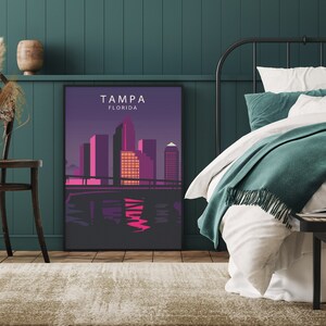 Tampa Travel Poster, Tampa Skyline, America Travel, Florida Print ...